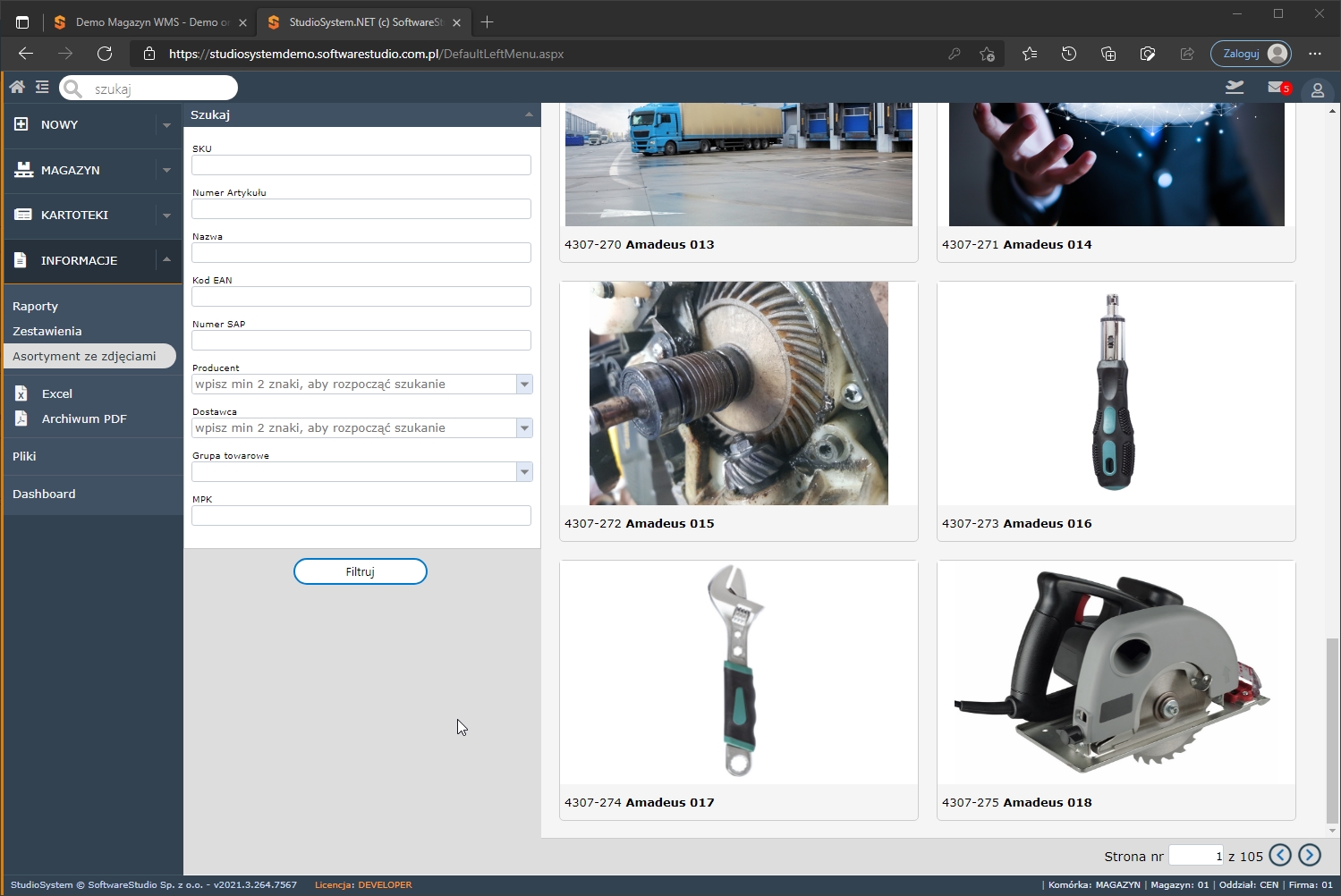 Program WMS - Kartoteki magazynowe